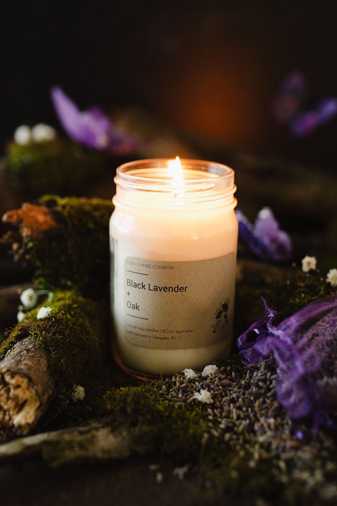 Black Lavender + Oak Candle | Flora Candle Company